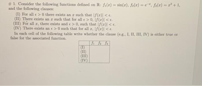 Solved \# 1. Consider the following functions defined on | Chegg.com