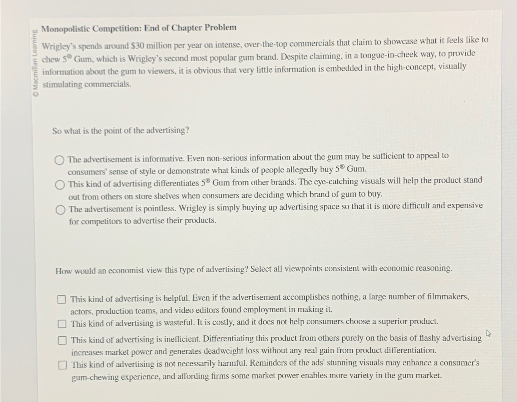 Solved Monopolistic Competition: End of Chapter | Chegg.com