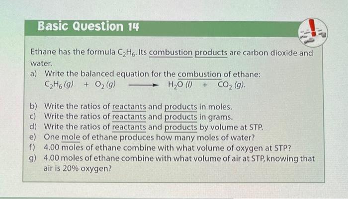 Solved Ethane has the formula C2H6. Its combustion products | Chegg.com
