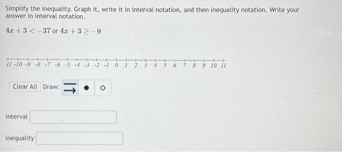 Solved Simplify the inequality. Graph it, write it in | Chegg.com