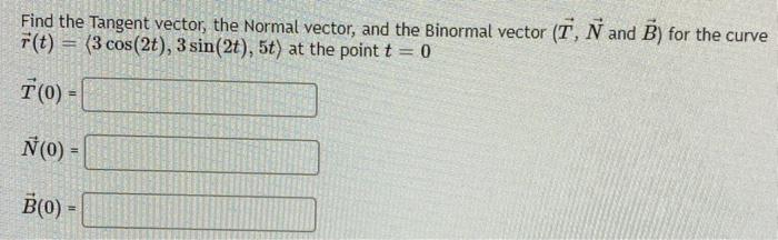 Solved Find the Tangent vector, the Normal vector, and the | Chegg.com