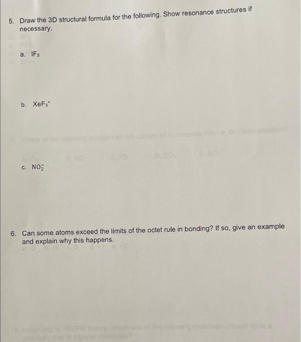 Solved 5. Draw the 3D structural formula for the following. | Chegg.com