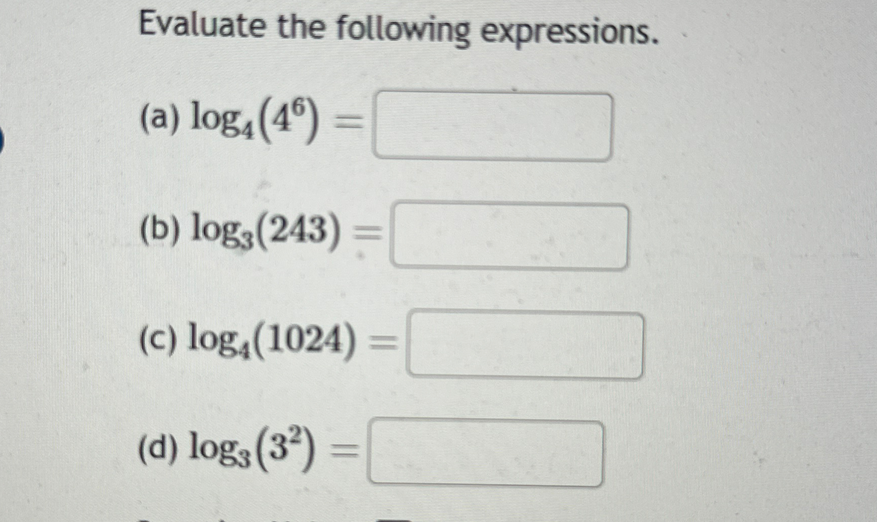 Solved Evaluate the following | Chegg.com