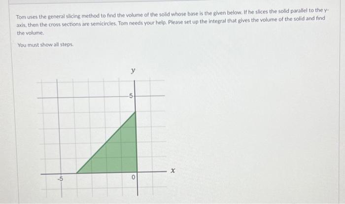 Solved Tom uses the general slicing method to find the | Chegg.com