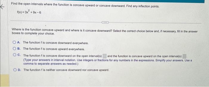 Solved Find the open intervals where the function is concave | Chegg.com