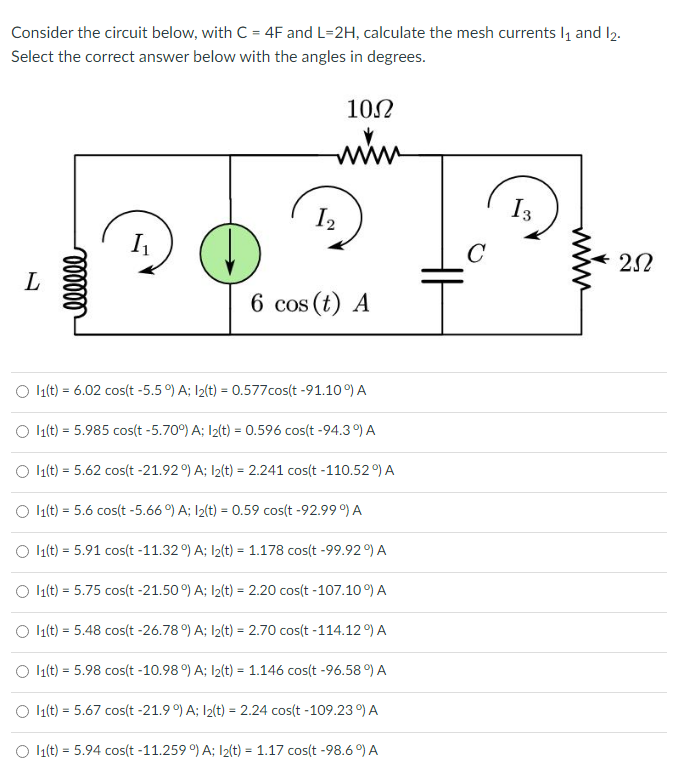 Solved Consider the circuit below, with C=4F ﻿and L=2H, | Chegg.com
