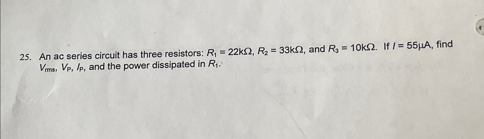 Solved An ac series circuit has three resistors: | Chegg.com