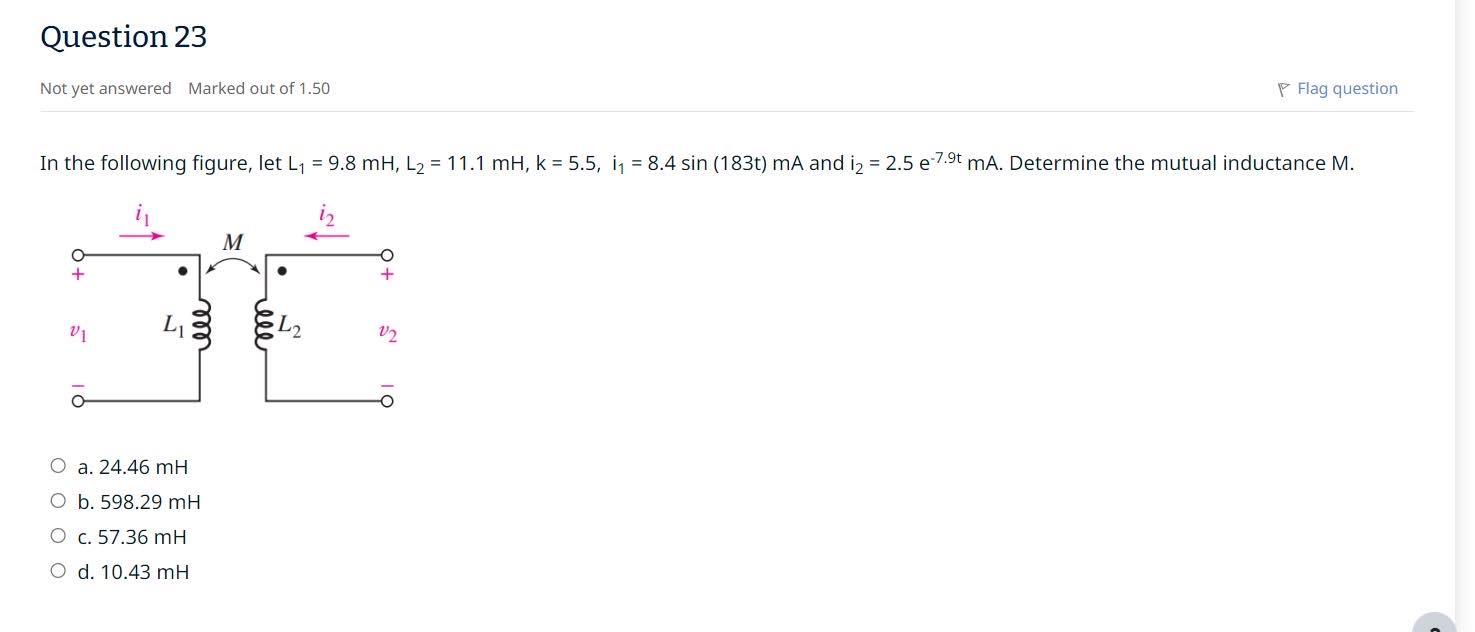 Solved Question 23Not yet answered Marked out of 1.50F Flag | Chegg.com