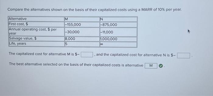 Solved Compare the alternatives shown on the basis of their | Chegg.com