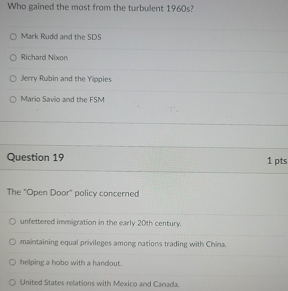 Solved Who gained the most from the turbulent 1960s? Mark | Chegg.com