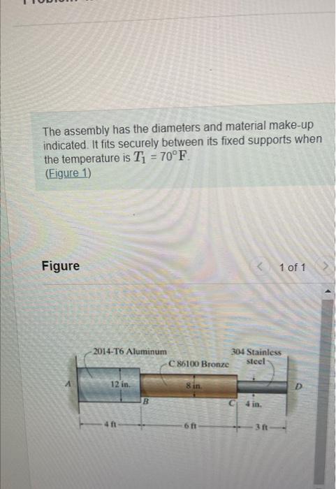 Solved The assembly has the diameters and material make-up | Chegg.com