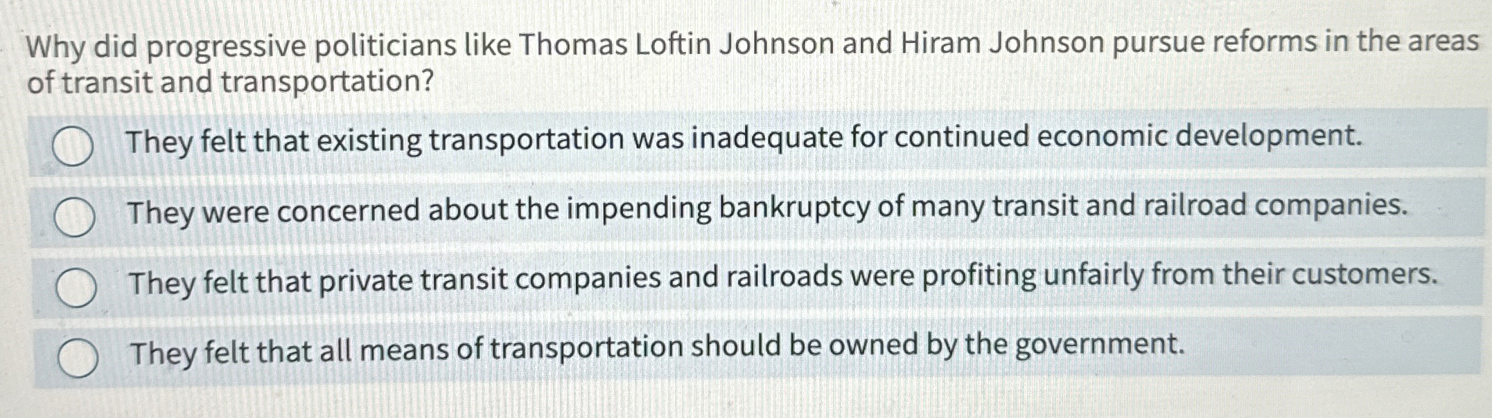 Solved Why did progressive politicians like Thomas Loftin | Chegg.com