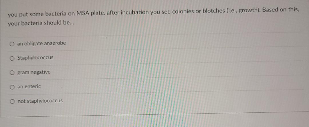 Solved you put some bacteria on MSA plate. after incubation | Chegg.com