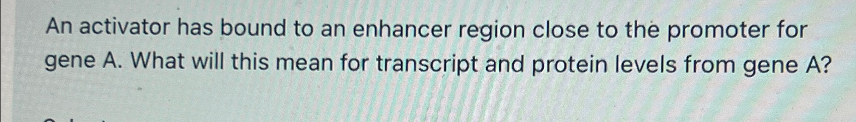 Solved An activator has bound to an enhancer region close to | Chegg.com