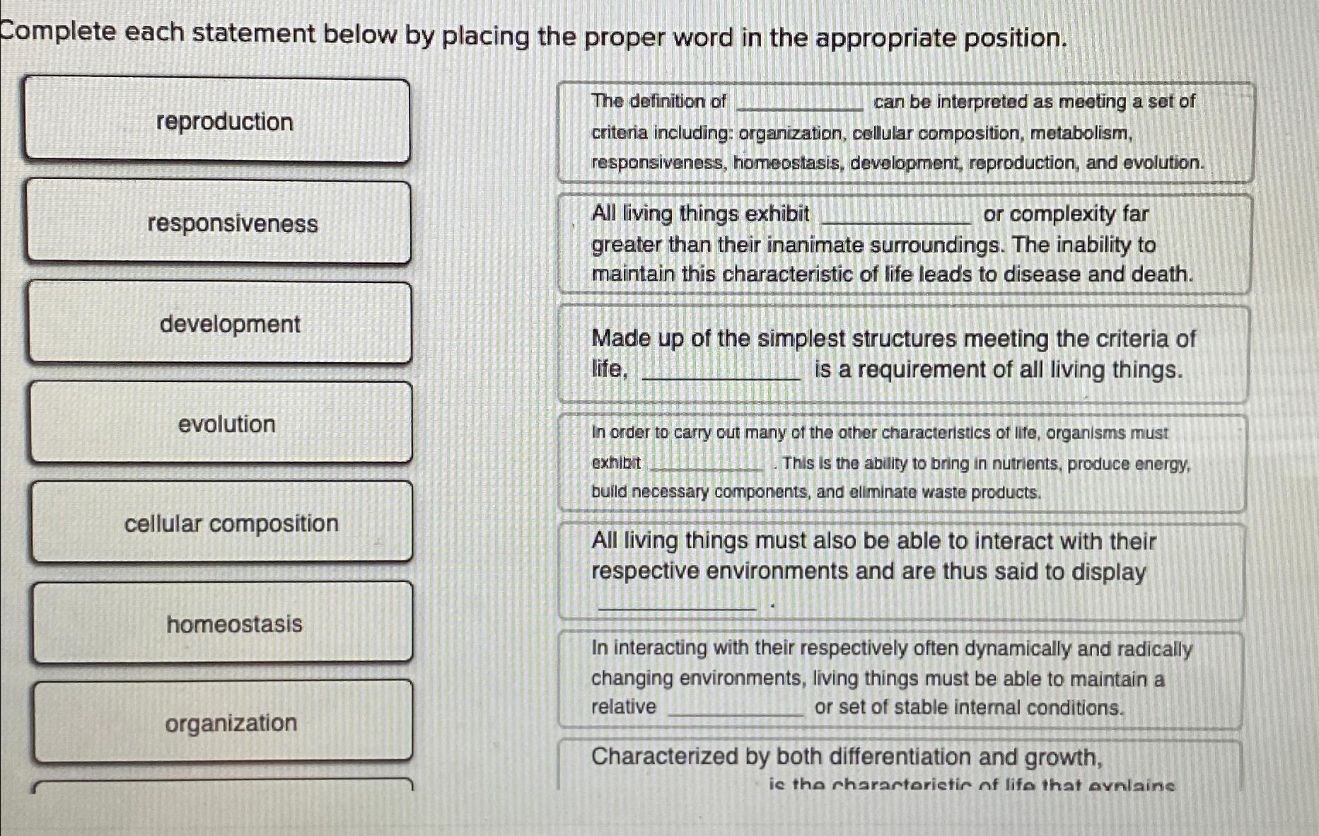 Solved Complete each statement below by placing the proper | Chegg.com