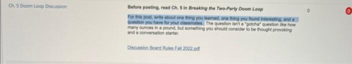 breaking the two-party doom loop. chapter 5 | Chegg.com