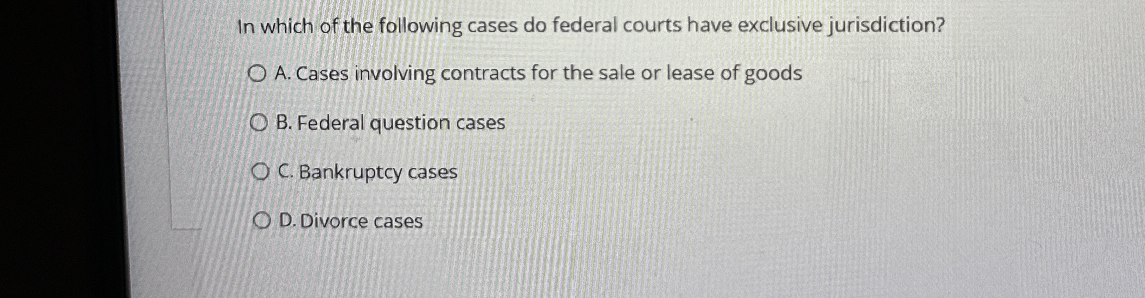 Solved In which of the following cases do federal courts | Chegg.com