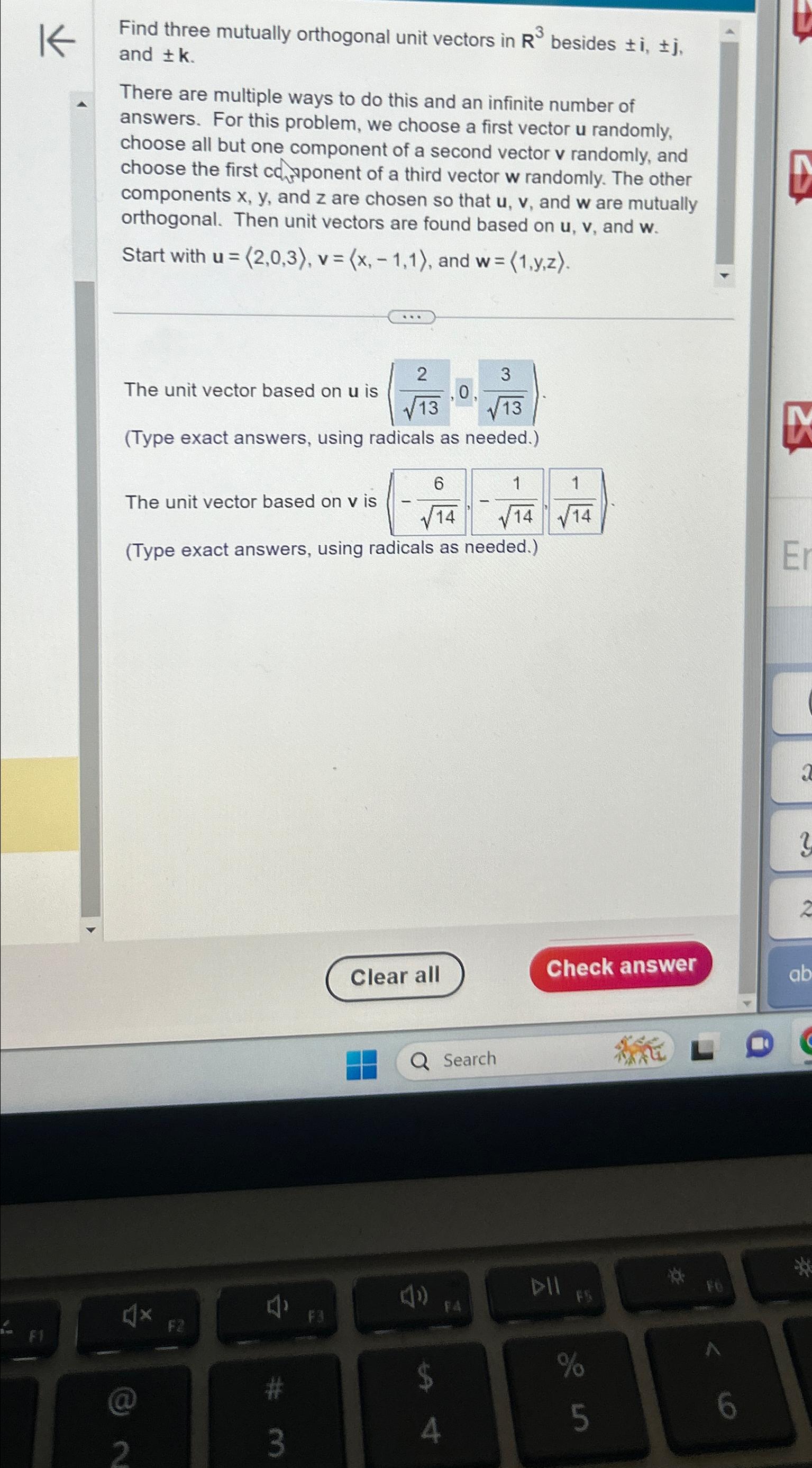 Solved Find three mutually orthogonal unit vectors in R^(3) | Chegg.com