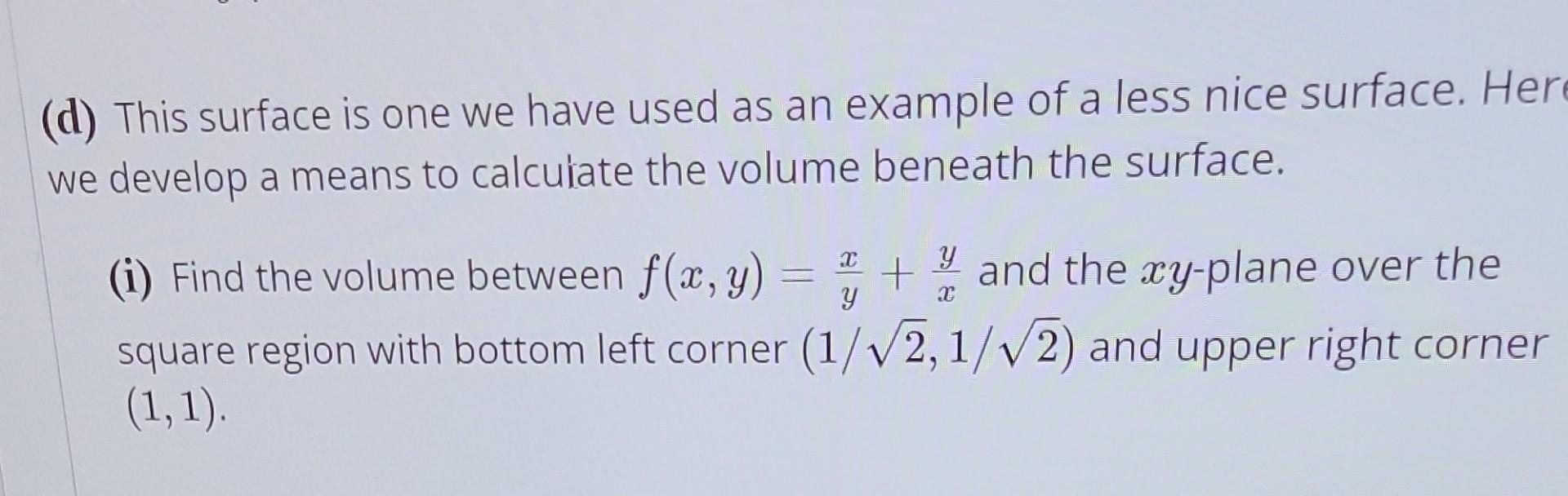 Solved (d) This surface is one we have used as an example of | Chegg.com