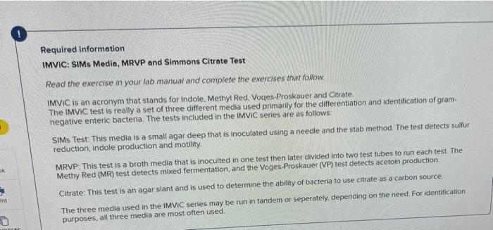 Solved ! Required information IMVIC: SIMs Media, MRVP and | Chegg.com