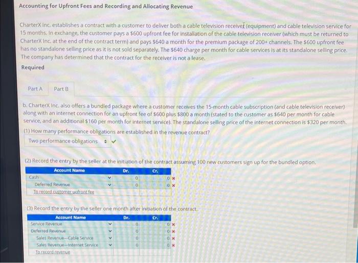 Accounting for Upfront Fees and Recording and | Chegg.com