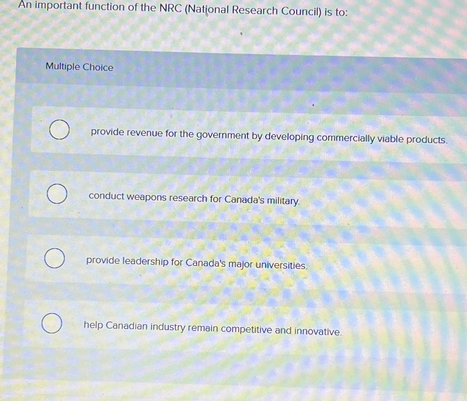 Solved An important function of the NRC (Natjonal Research | Chegg.com