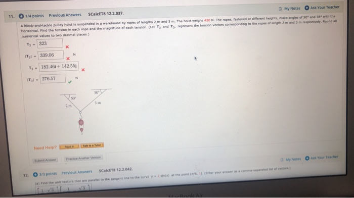 Solved 11. 1/4 points Previous Answers CalcETS 12.2.037. My | Chegg.com Solved 11. 1/4 points Previous Answers CalcETS 12.2.037. My | Chegg.com