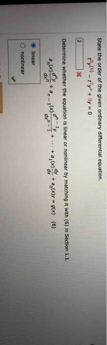 Solved State The Order Of The Given Ordinary Differential