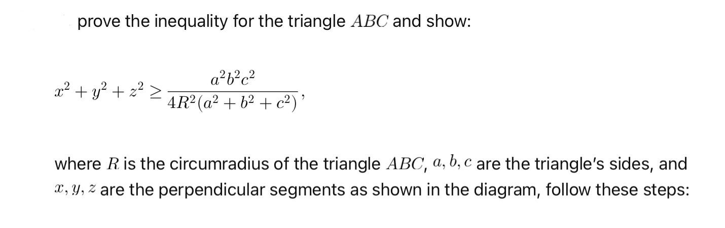 Solved prove the inequality for the triangle ABC and | Chegg.com
