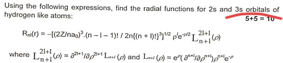 Solved Using the following expressions, find the radial | Chegg.com