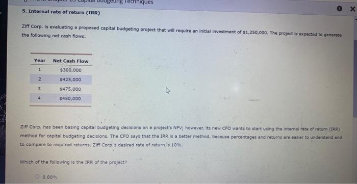 Solved Ziff Corp. is evaluating a proposed capital budgeting | Chegg.com