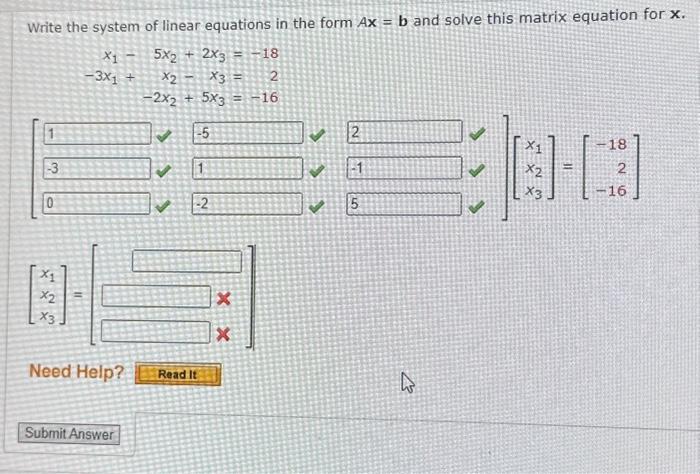 Solved Write the system of linear equations in the form Ax=b | Chegg.com
