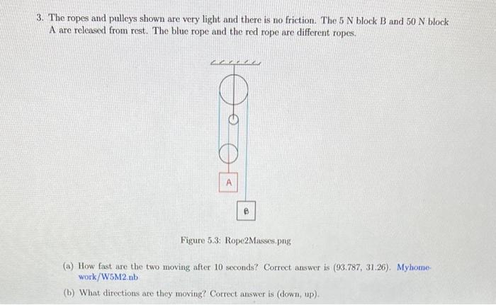 Solved 3. The ropes and pulleys shown are very light and | Chegg.com