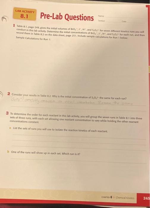 LAB ACTIVITY 8.1 Pre-Lab Questions 1 Table 8.1, page | Chegg.com