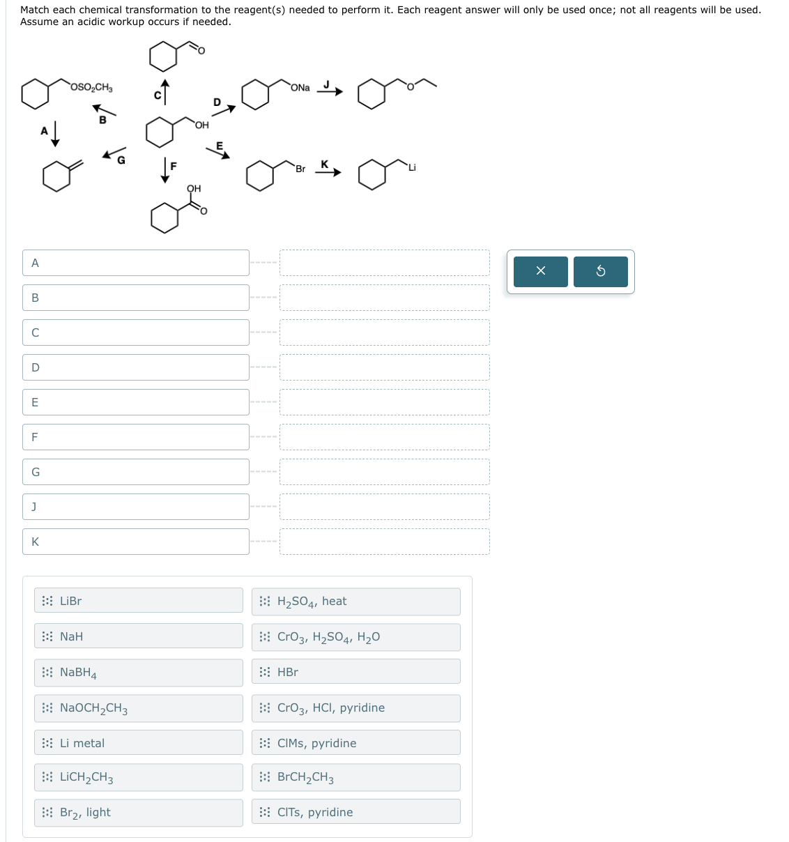 Match each chemical transformation to ﻿the reagent(s) | Chegg.com