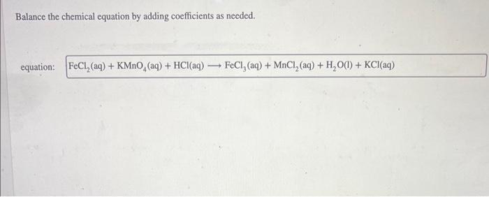 Solved Balance the chemical equation by adding coefficients | Chegg.com