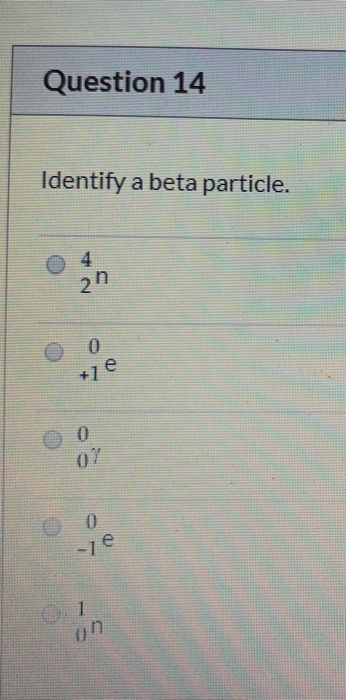 Solved Question 14 Identify a beta particle. - - - - - | Chegg.com
