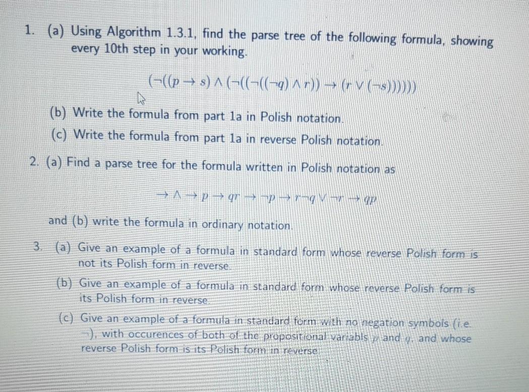 Solved 1 A Using Algorithm 131 Find The Parse Tree Of