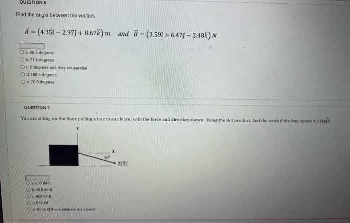 Solved Find the angle between the vectors. | Chegg.com
