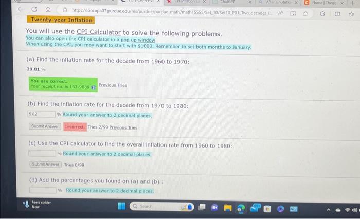 You will use the CPI Calculator to solve the | Chegg.com