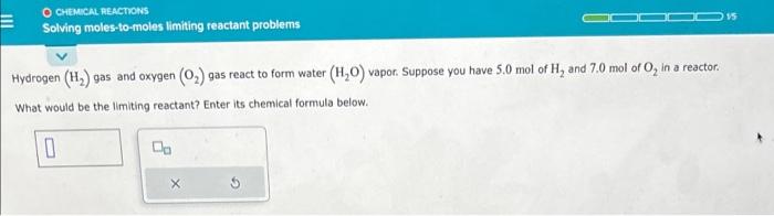 Solved Hydrogen (H2) gas and oxygen (O2) gas react to form | Chegg.com