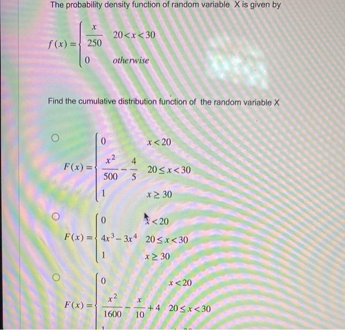 Solved The probability density function of random variable X | Chegg.com