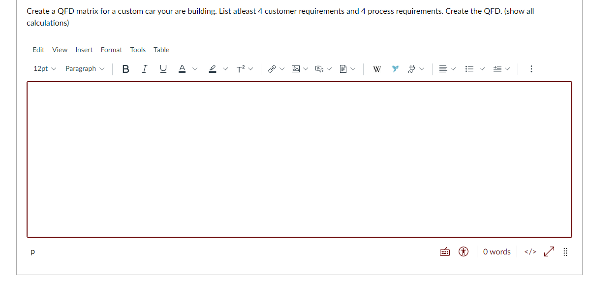 Solved Create a QFD matrix for a custom car your are | Chegg.com
