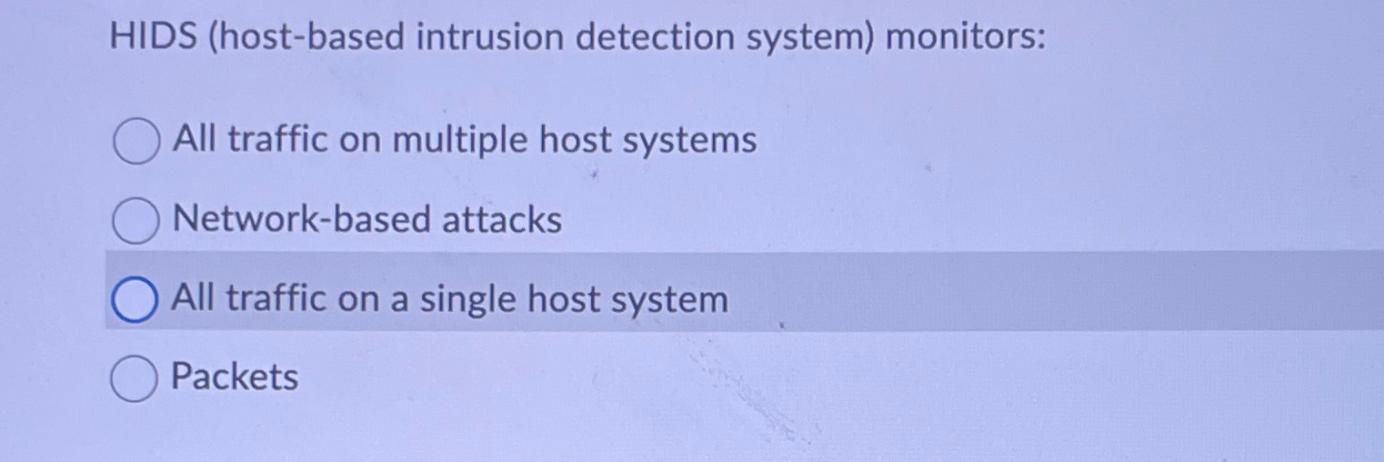 Solved HIDS (host-based intrusion detection system) | Chegg.com