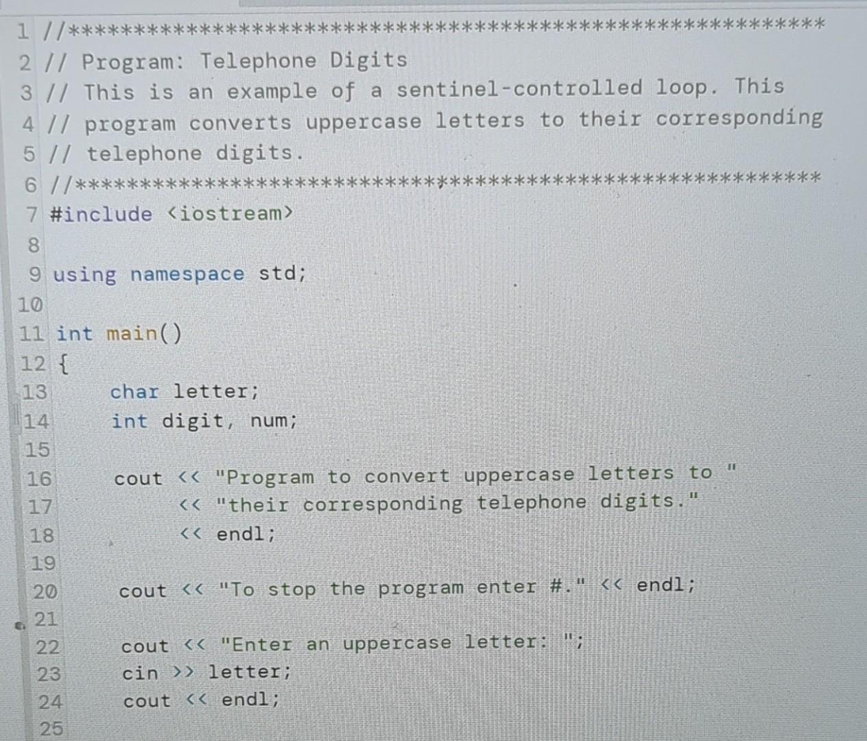 Solved // Program: Telephone Digits // This is an example of | Chegg.com