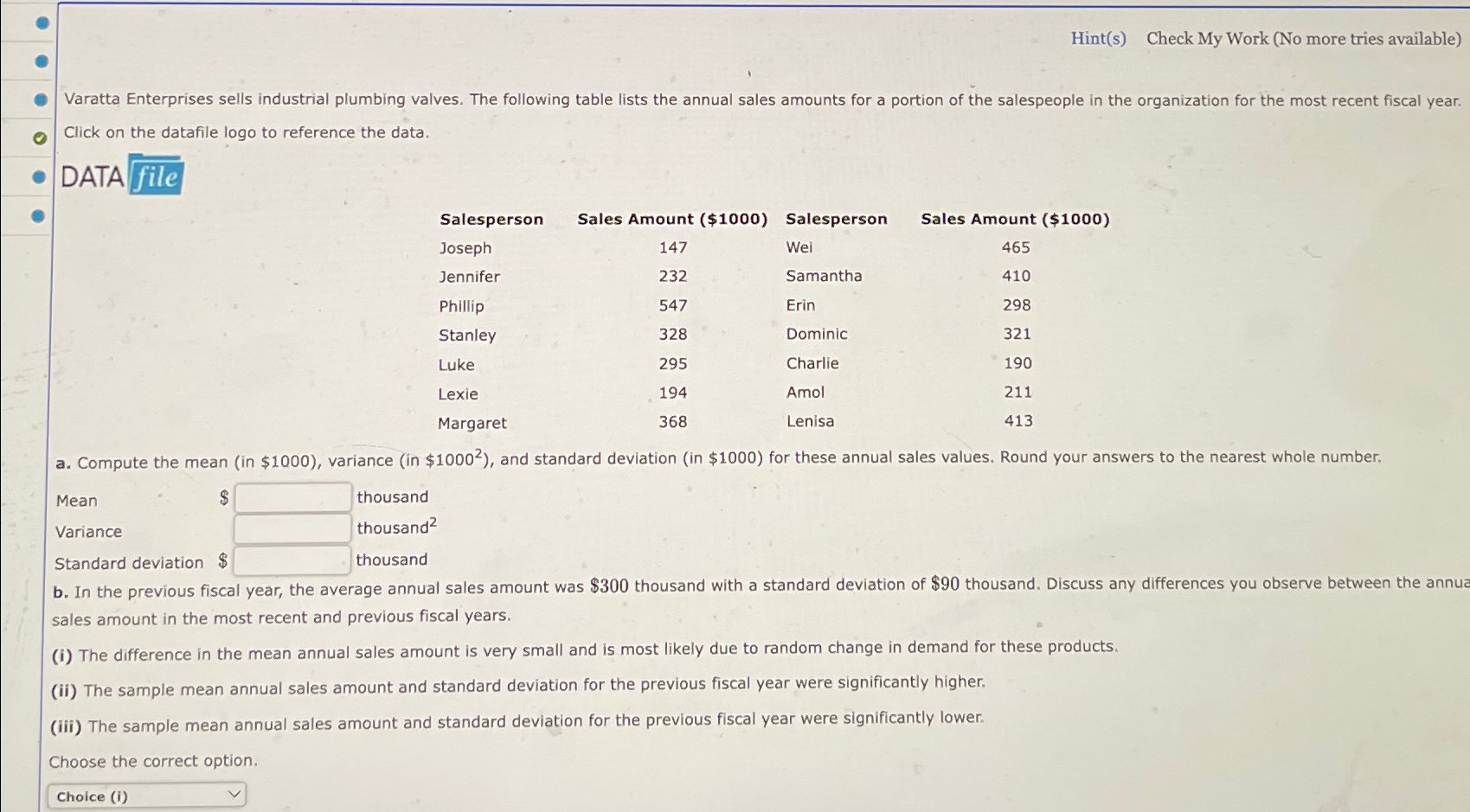 Solved Hint(s) ﻿Check My Work (No more tries | Chegg.com