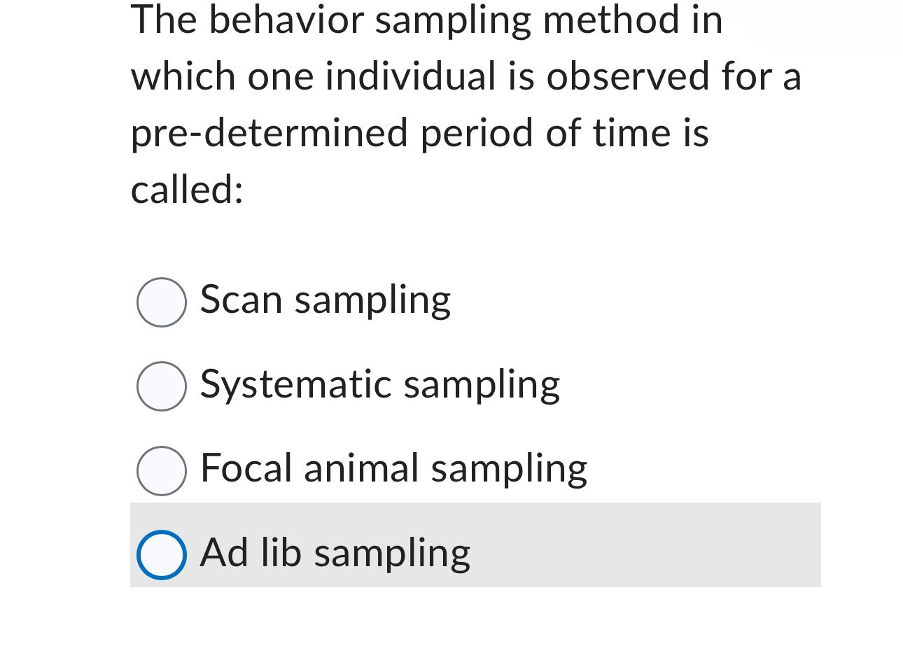 Solved The behavior sampling method in which one individual | Chegg.com
