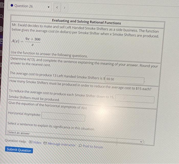 Evaluating and Solving Rational Functions Mr. Ewald | Chegg.com