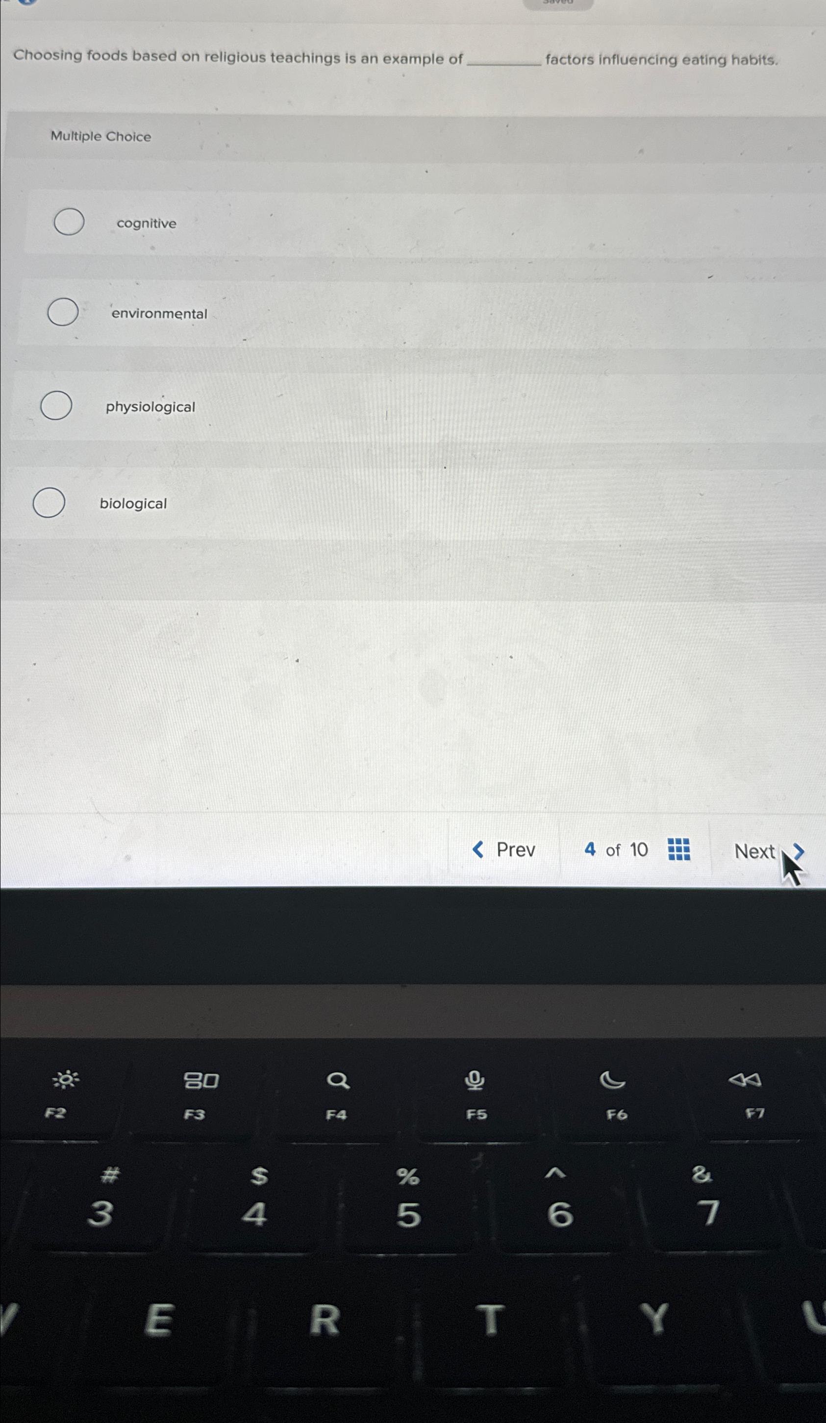 Solved Choosing foods based on religious teachings is an | Chegg.com