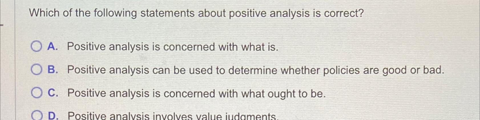 Solved Which of the following statements about positive | Chegg.com